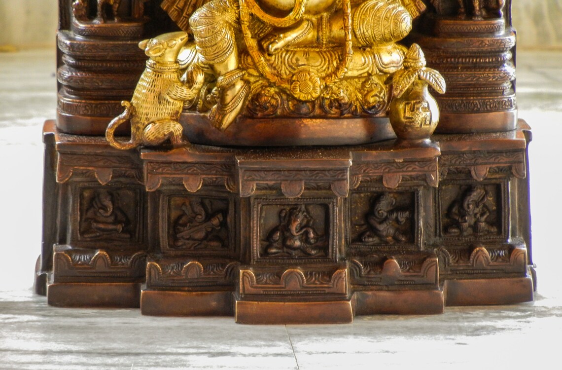 Brass Ganesha on Singhasan Sculpture Lord Ganesh Statue Lord - Etsy