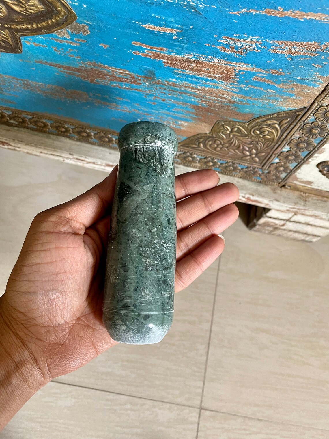 Marble Mortar and Pestle, Okhal, Moosal, Moosali, Traditional Indian ...