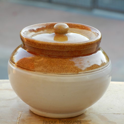 Ceramic Handmade Indian Pickle Jar Achaar Barni Container - Etsy