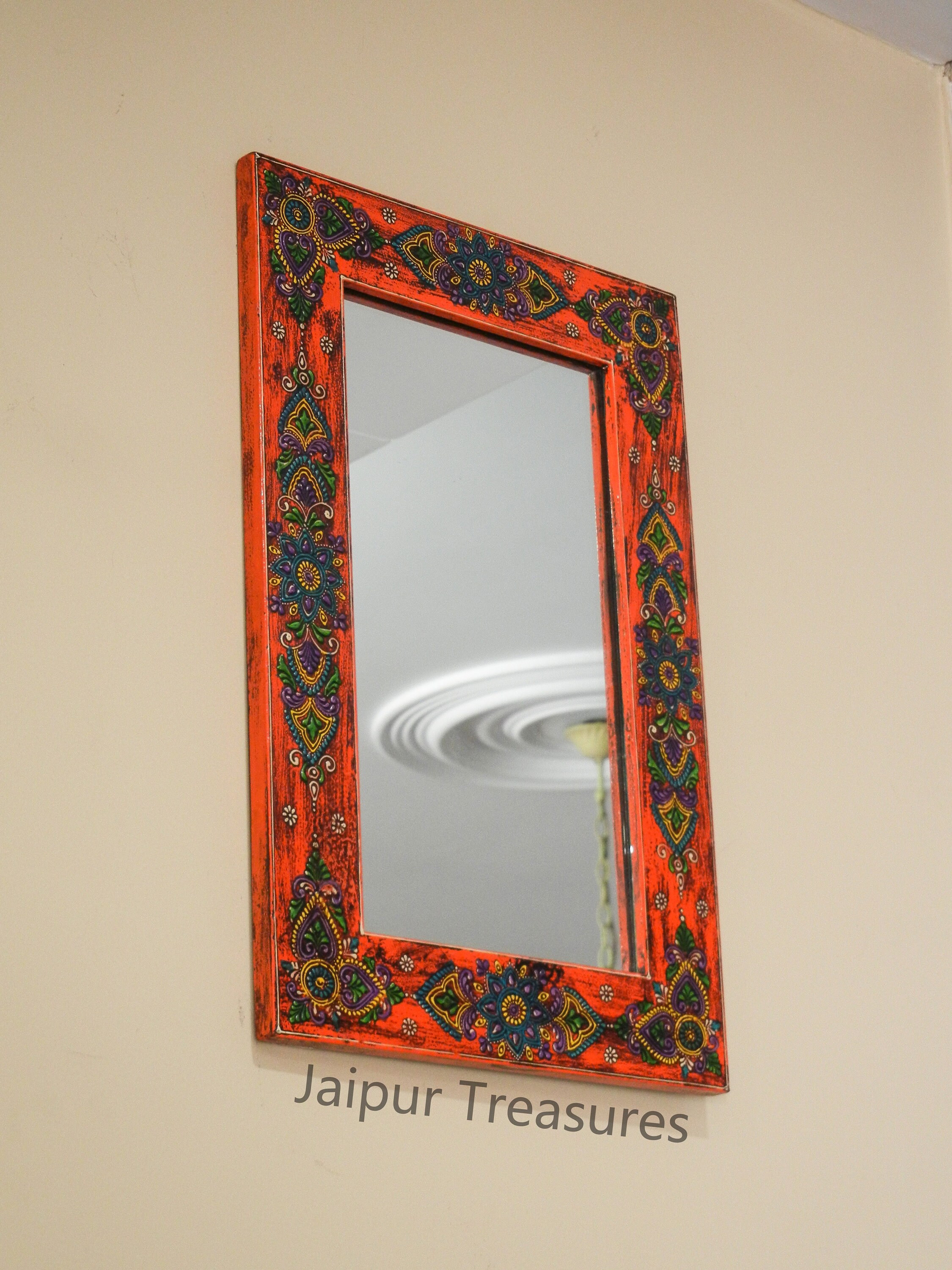 Wooden Wall Mirror, Indian Traditional Ethnic Style, Handmade and Hand ...
