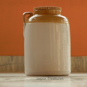 Ceramic Handmade Indian Pickle Jar, Achaar Barni, Container, Canister ...