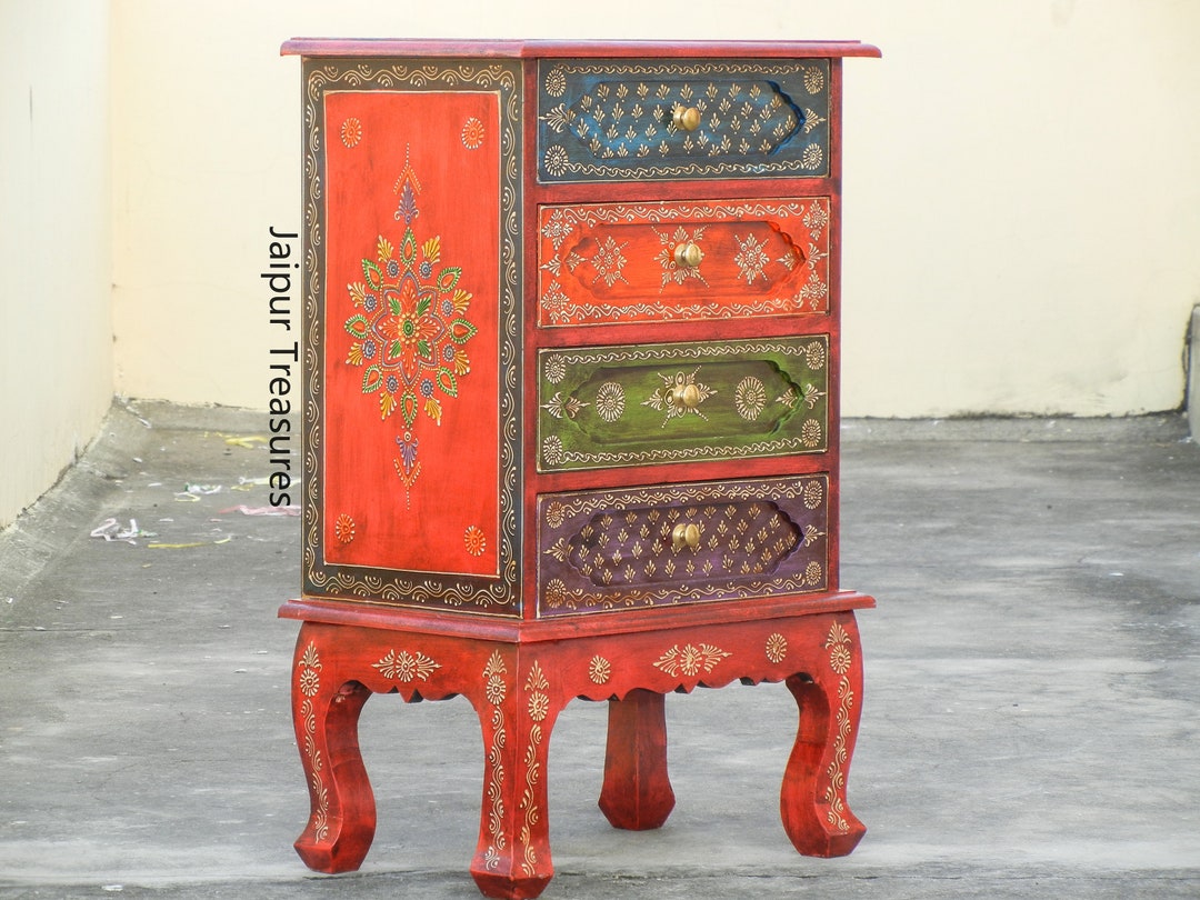 Wooden 4 Drawer Chest, Bedside Table, Storage Table, Chest of Drawer ...