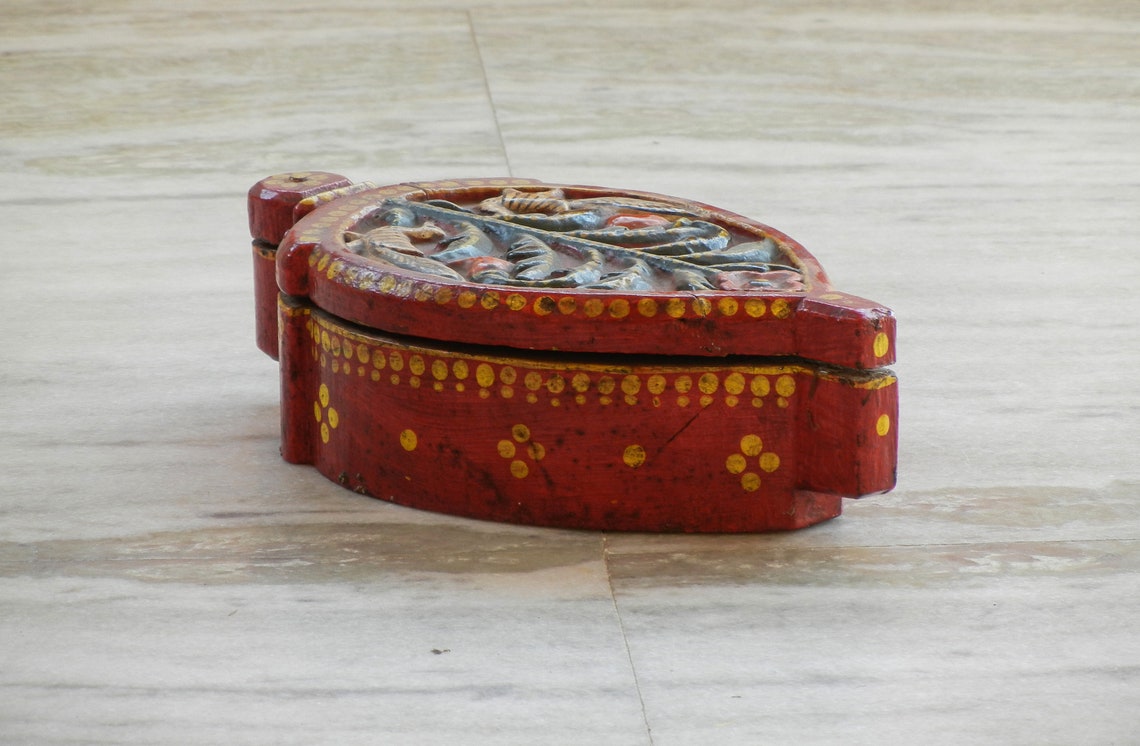 Wooden Vintage Indian Tikka Box 2 Compartment Box Kumkum - Etsy
