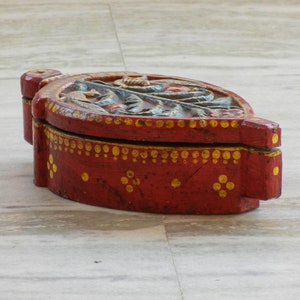 Wooden Vintage Indian Tikka Box, 2 Compartment Box, Kumkum Box, Color ...