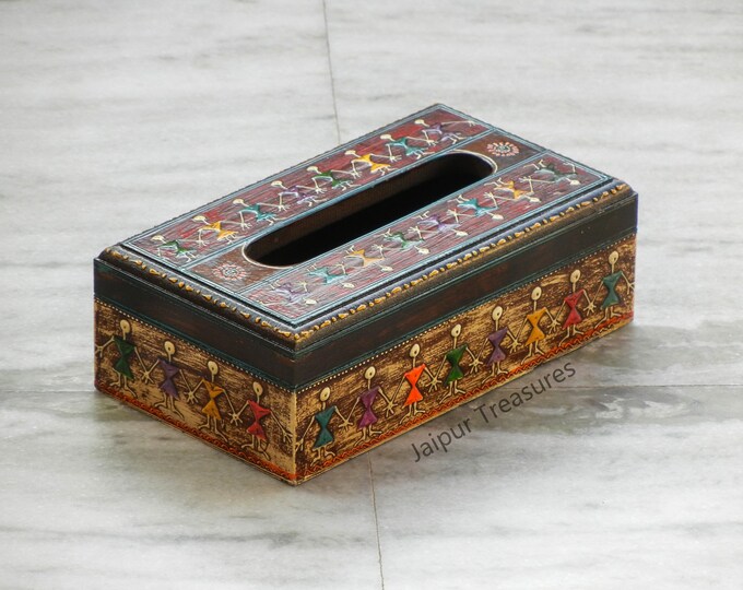 Wooden Painted Tissue Box, Tissue Holder, Tissue Dispenser, Napkin ...