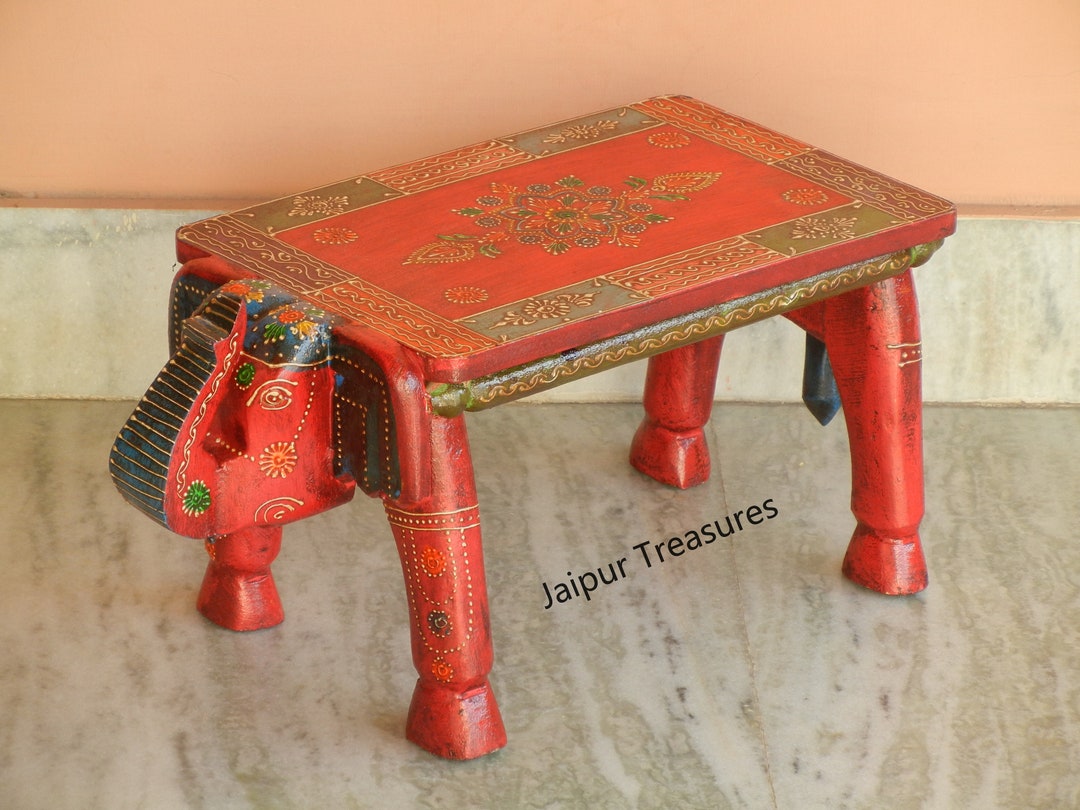 Wooden Elephant Stool, Footstool, Ottoman, Pouffe, Bench Chair ...