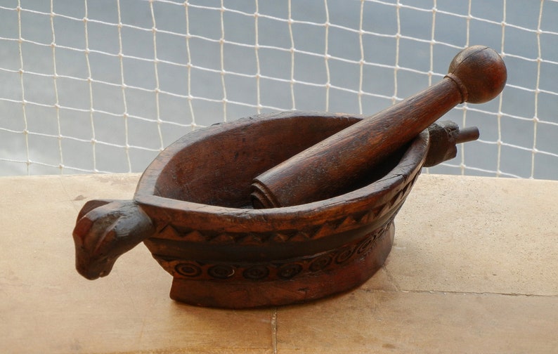 Vintage Old Wooden Mortar and Pestel Okhal Moosal Moosali - Etsy