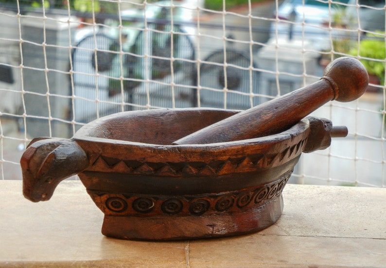 Vintage Old Wooden Mortar and Pestel Okhal Moosal Moosali - Etsy
