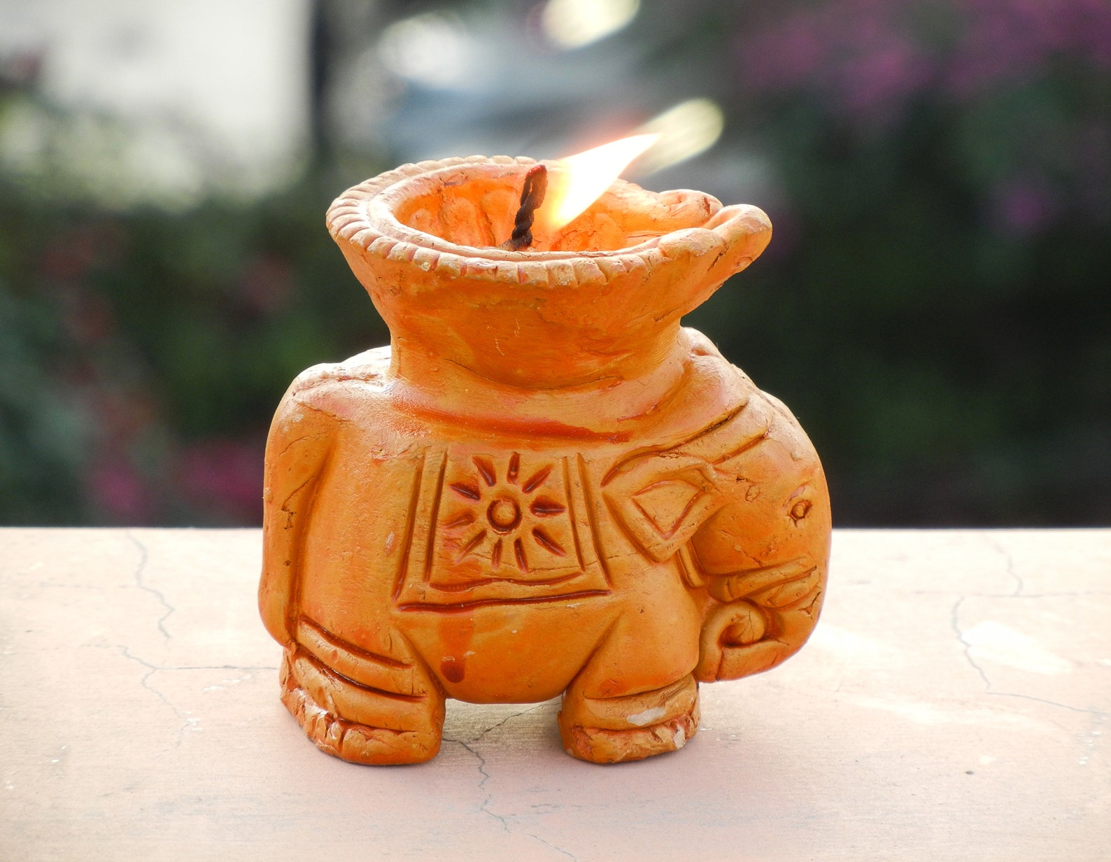 Clay Diya Pot Elephant Diya Clay Oil Lamp Indian Diya Wick - Etsy