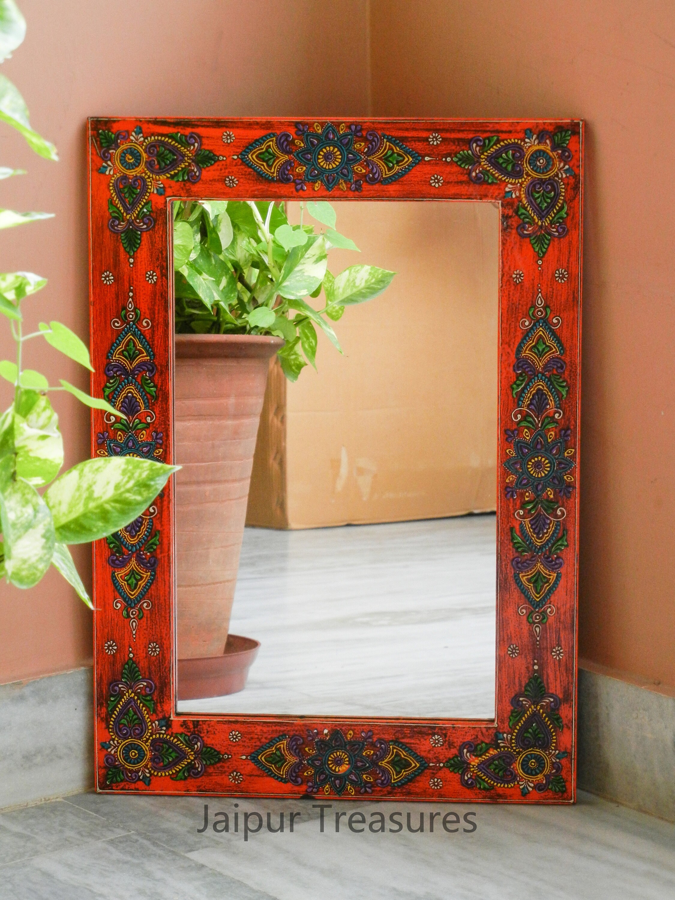 Wooden Wall Mirror Indian Traditional Ethnic Style Handmade - Etsy