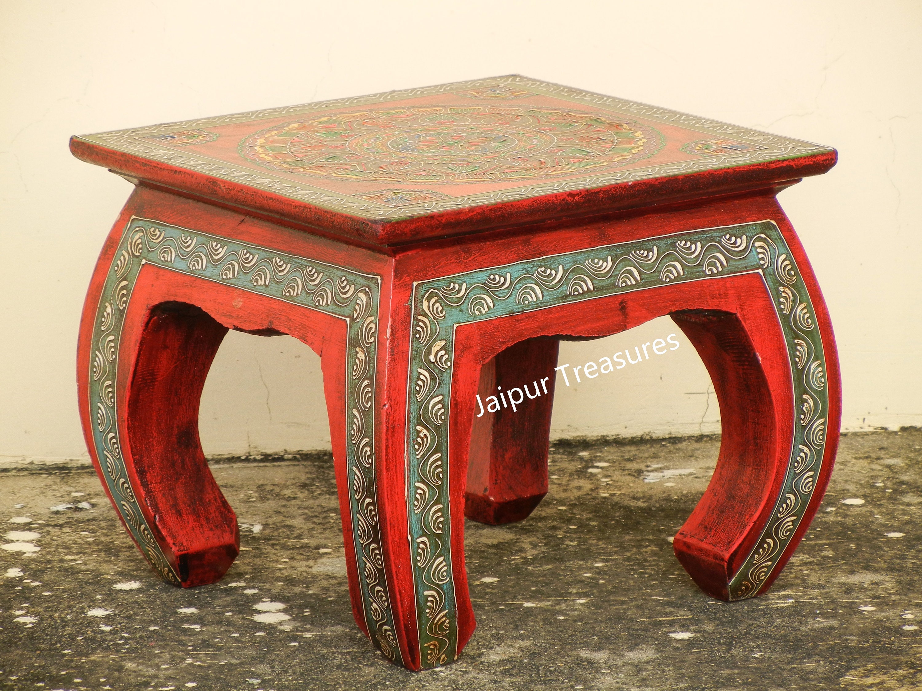 Wooden Indian Stool Footstool Ottoman Pouffe Bench chair | Etsy