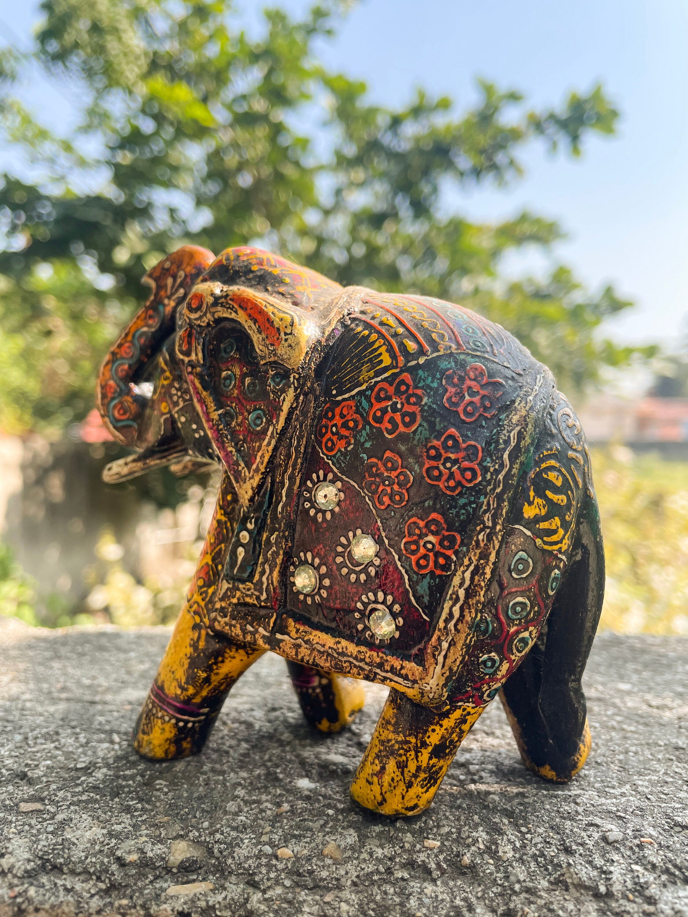 Wooden Mini Elephant Statue Figure Showpiece Home Decor - Etsy