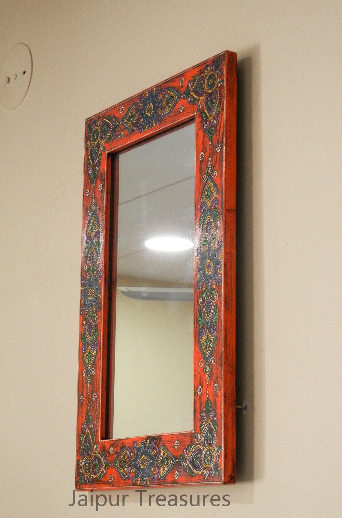 Wooden Wall Mirror, Indian Traditional Ethnic Style, Handmade and Hand ...