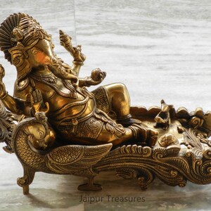 Brass Lord Ganesha on Singhasan Idol, Statue, Home Décor, Figure ...