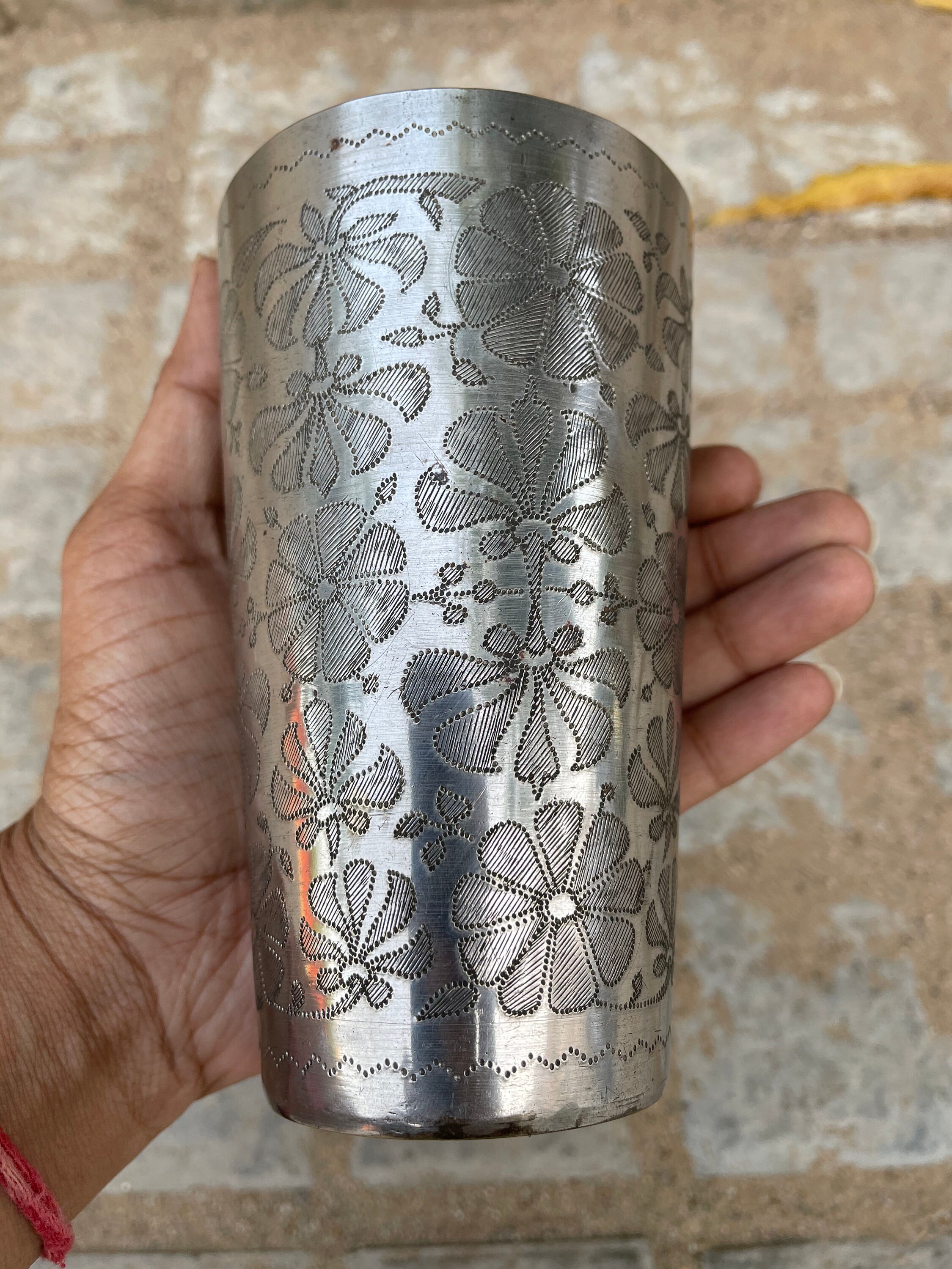 Old Vintage Brass Indian Glass Wine Glass Butter Milk Glass | Etsy