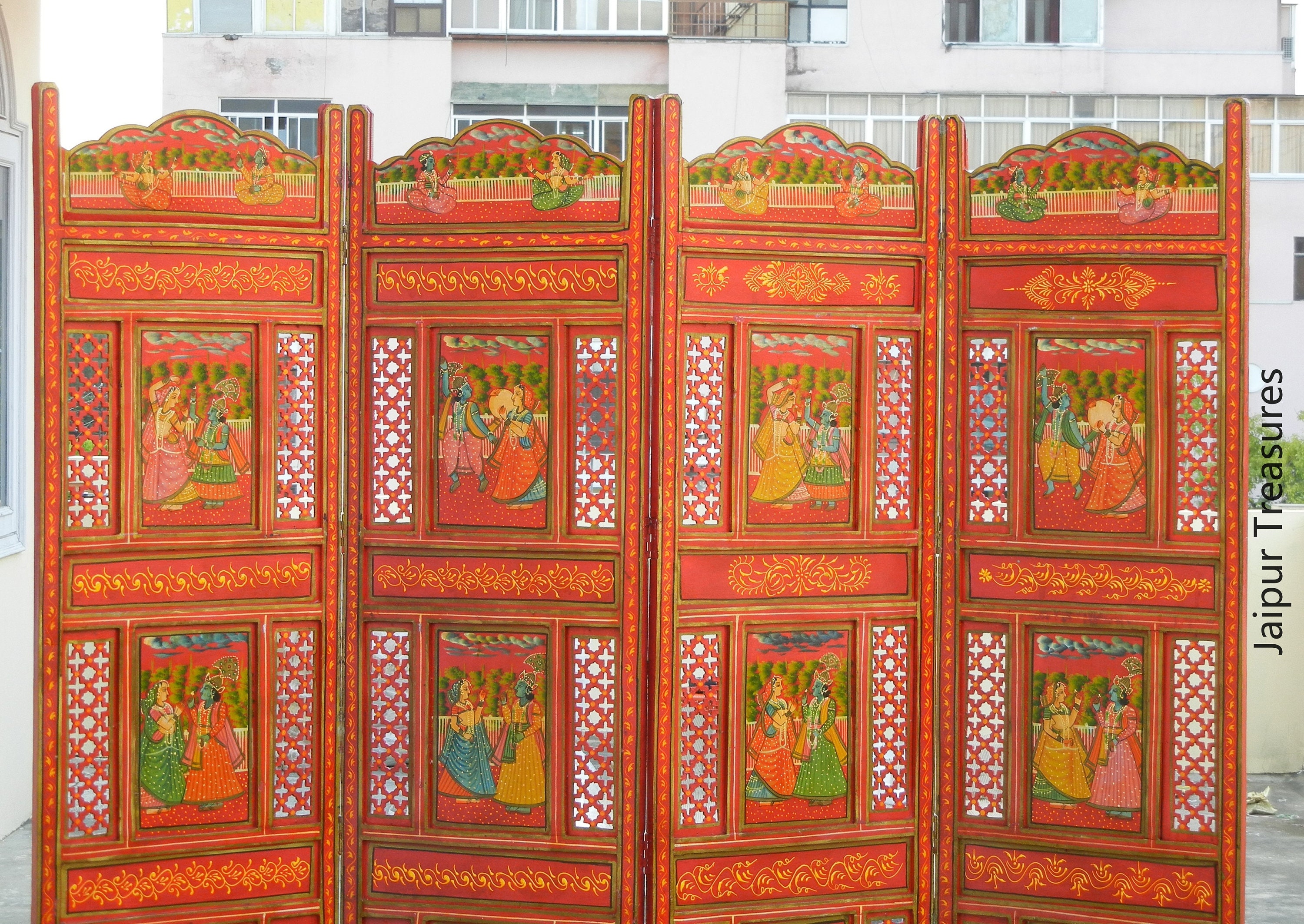 Wooden Indian Painted Screen Room Divider Partition Panel - Etsy