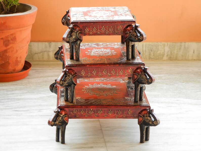 Wooden MDF Elephant Indian Chowki Bajot Footstool Bed | Etsy