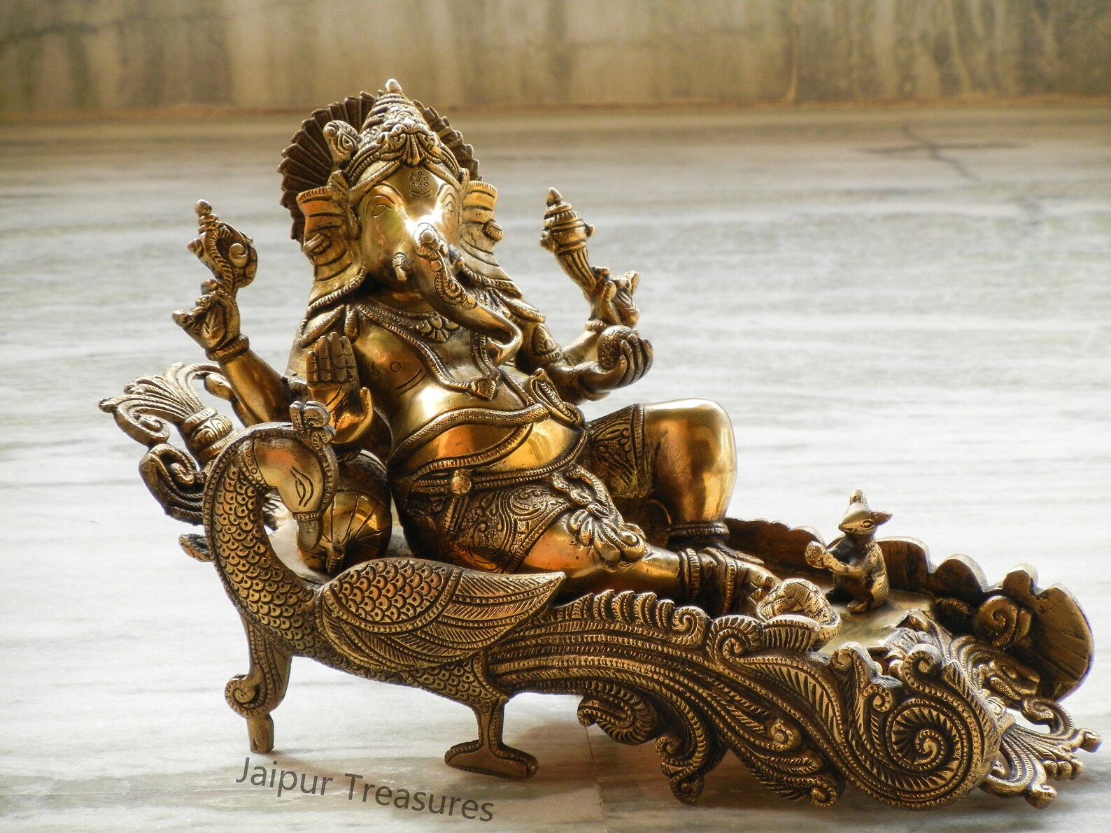 Brass Lord Ganesha on Singhasan Idol Statue Home Décor | Etsy