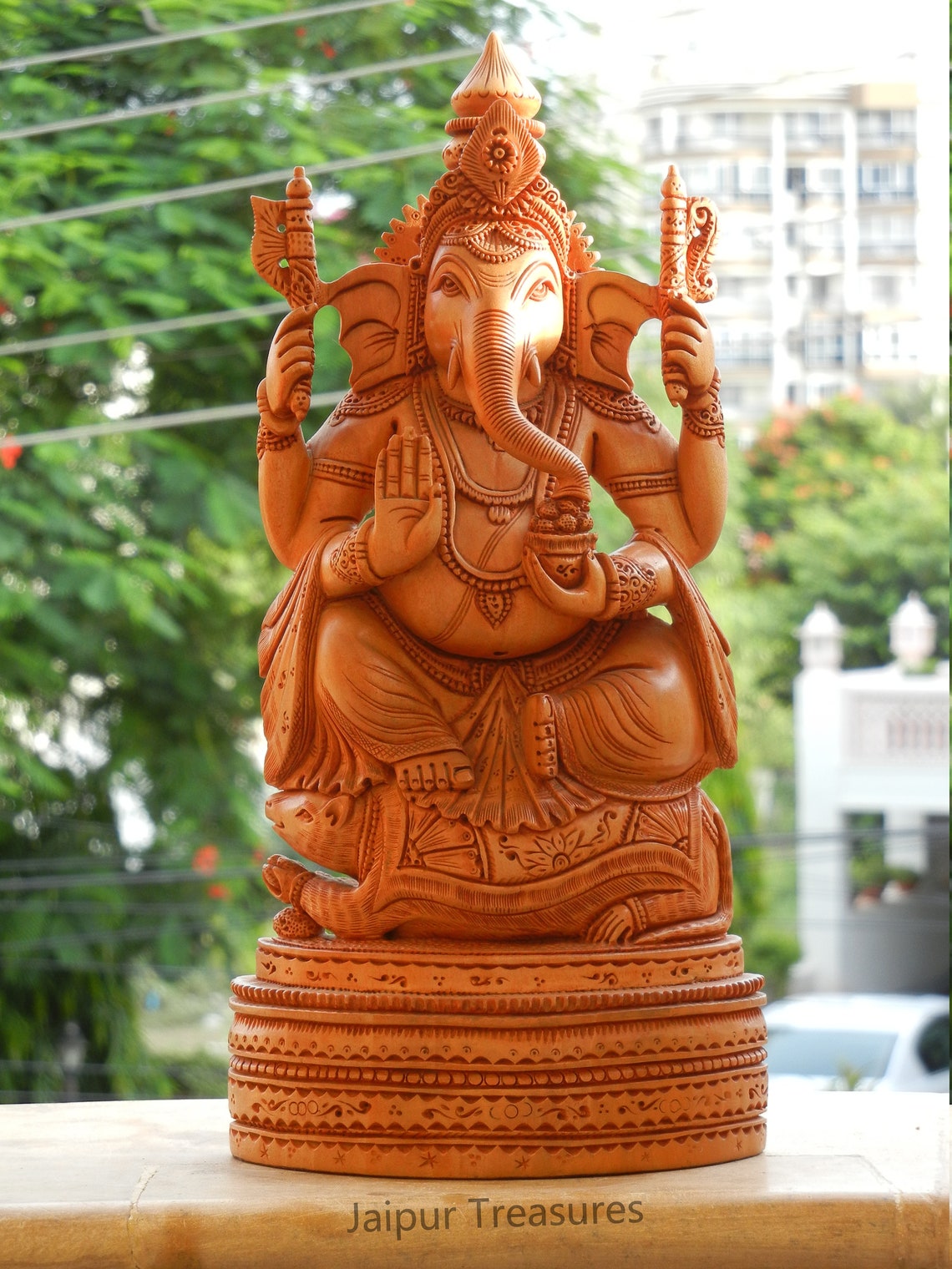 Kadam Wood Handmade Lord Ganesh Idol Hindu Home Décor | Etsy