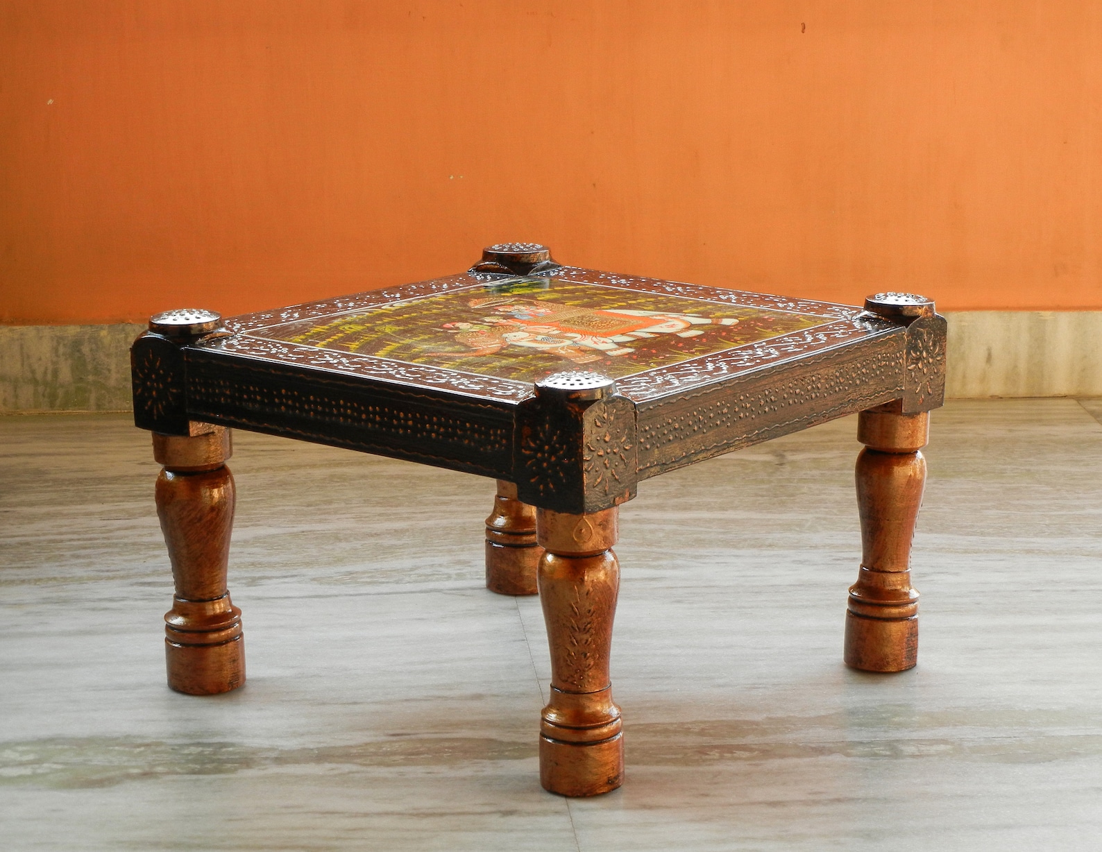 Wooden Pidha Chair Pouffe Ottoman Low Seat Stool | Etsy