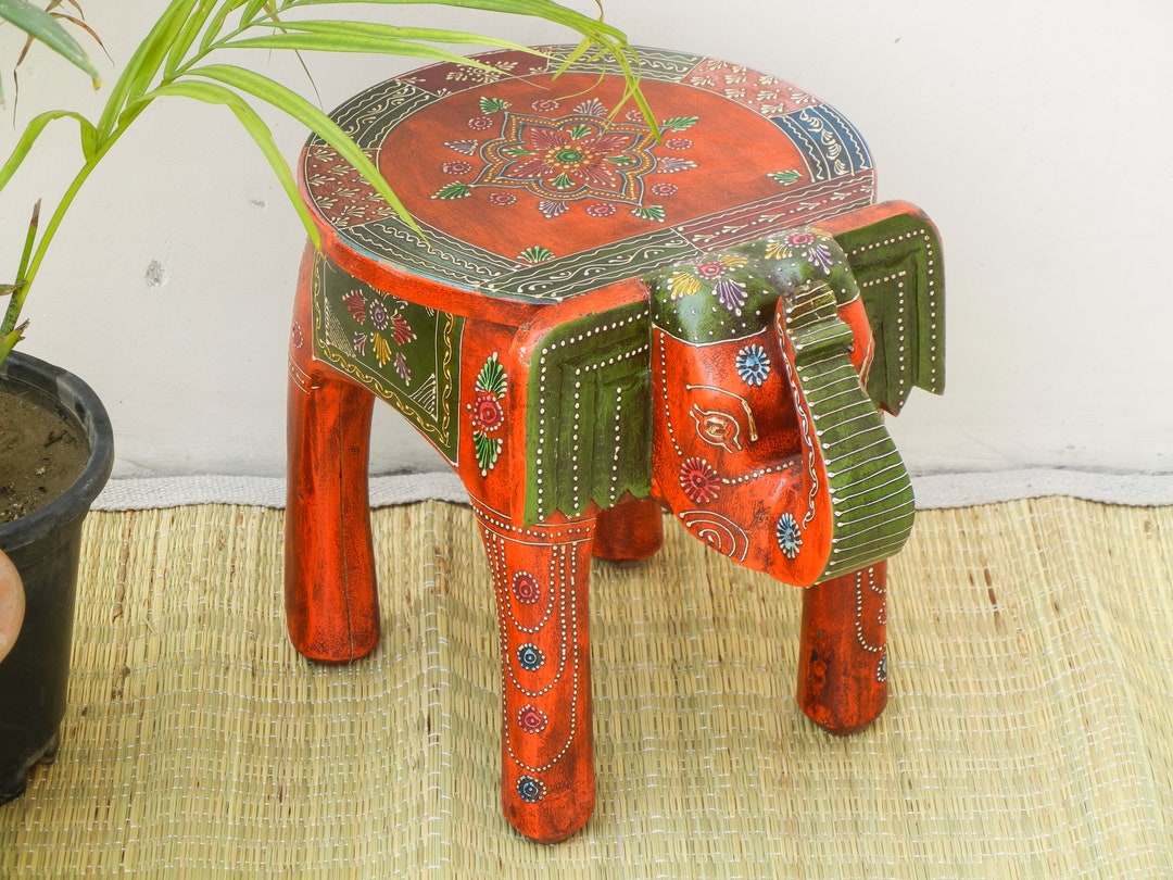 Wooden Elephant Stool, Side Table, End Table, Footstool, Ottoman ...