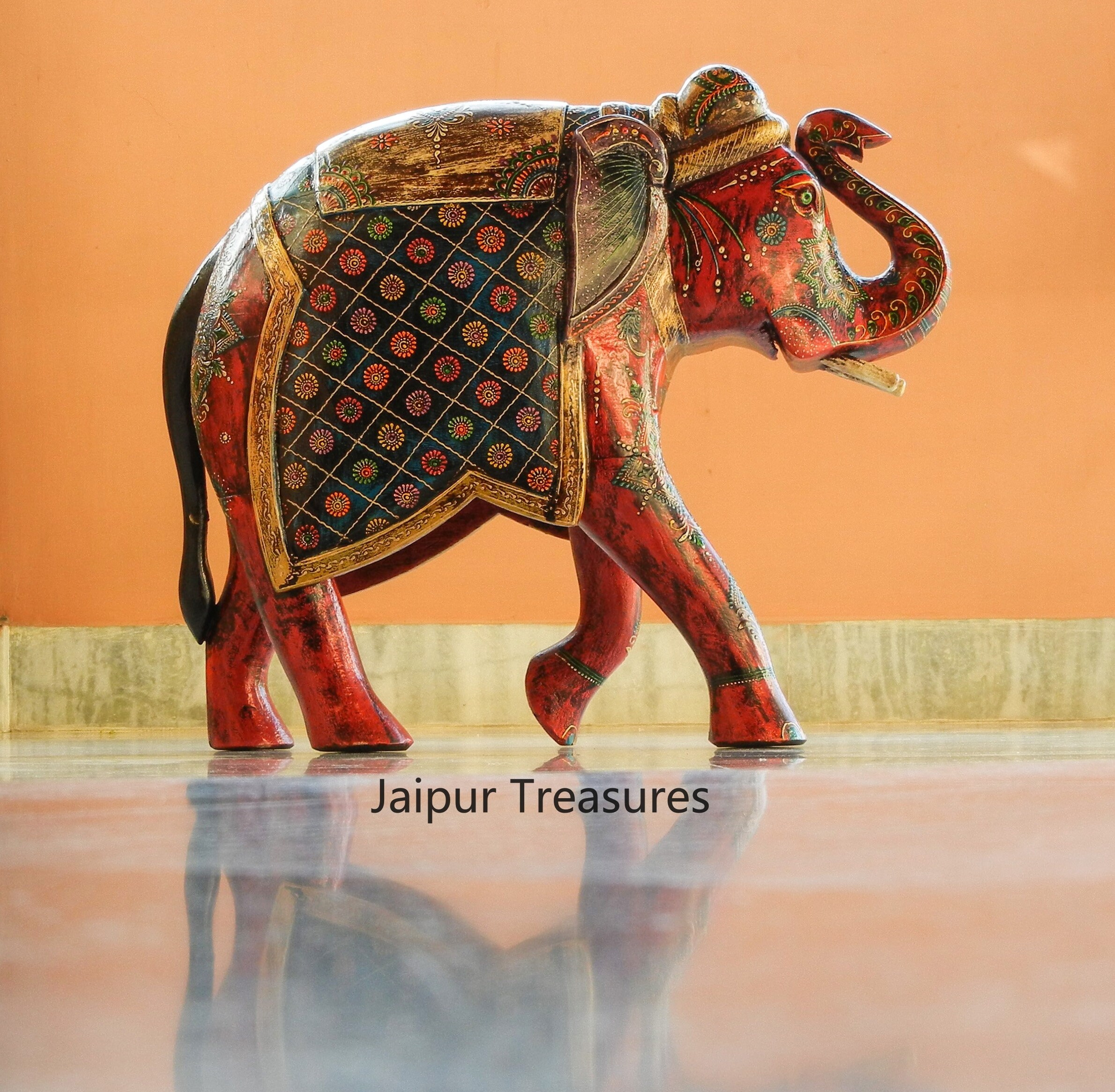 Wooden Colourful Elephant Statue Figure Showpiece Home - Etsy