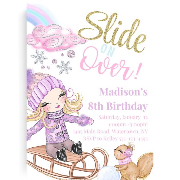 Sledding Birthday Party Invitation - Etsy