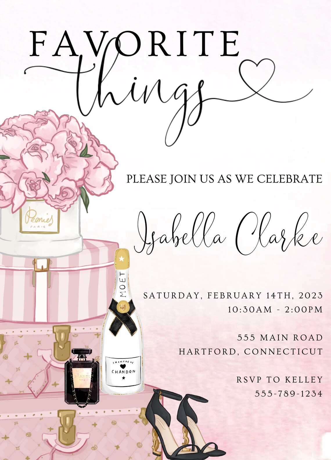 Favorite Things Bridal Shower Invitation Valentines Invitation Template ...