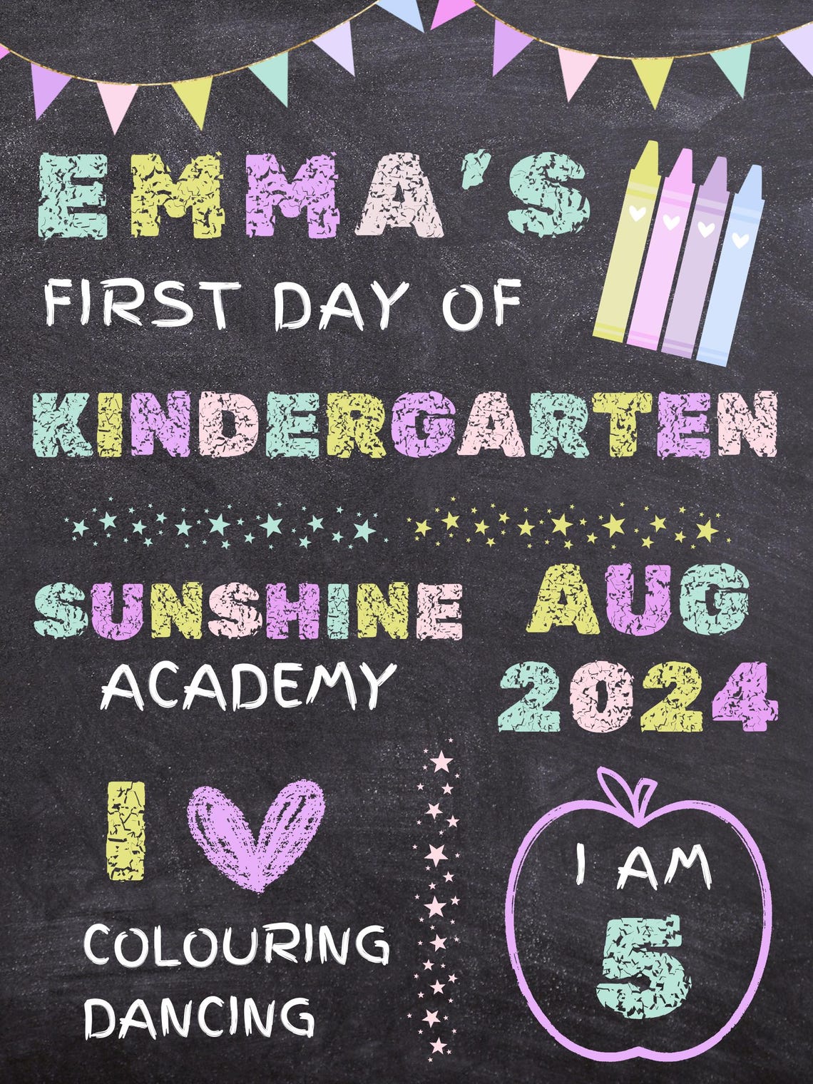 Girl First Day of School Sign Chalk Back to School Sign Pink First Day ...