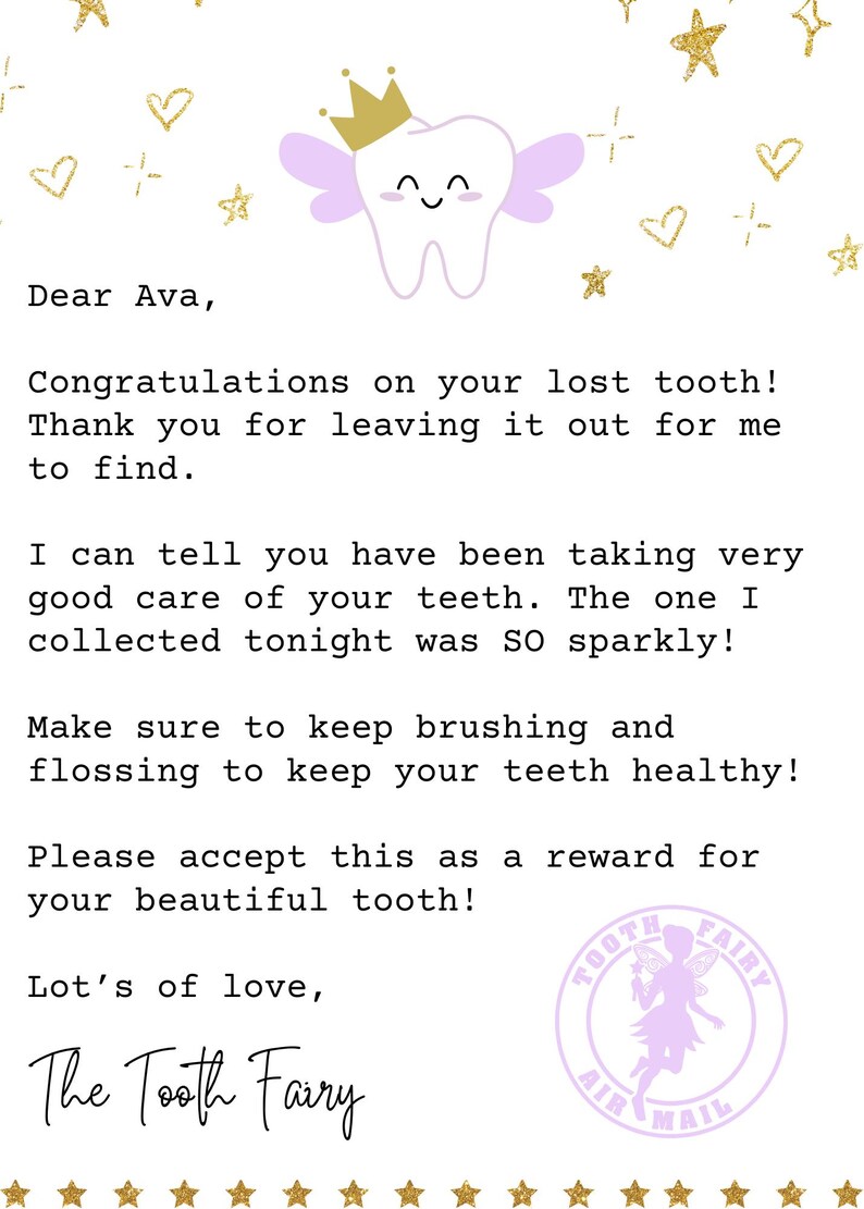Tooth Fairy Letter and Tooth Fairy Receipt, Tooth Fairy Pillow ...
