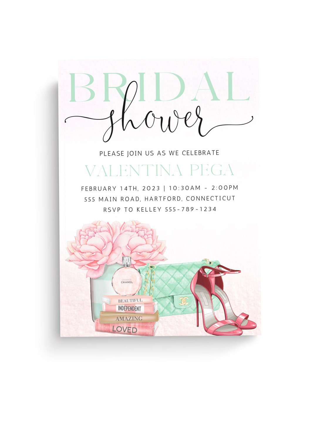 Glam Bridal Shower Invitation, Perfume, Shopping, Fashion Bridal Shower ...