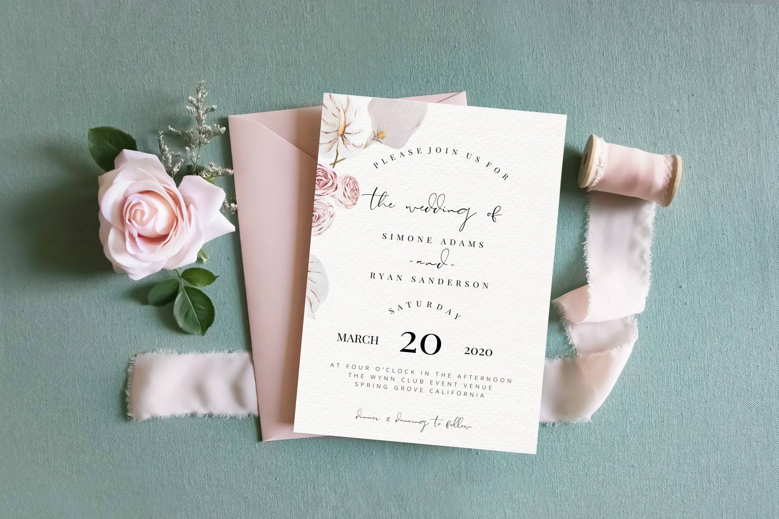 Invito di nozze floreale modello di invito al matrimonio - Etsy Italia