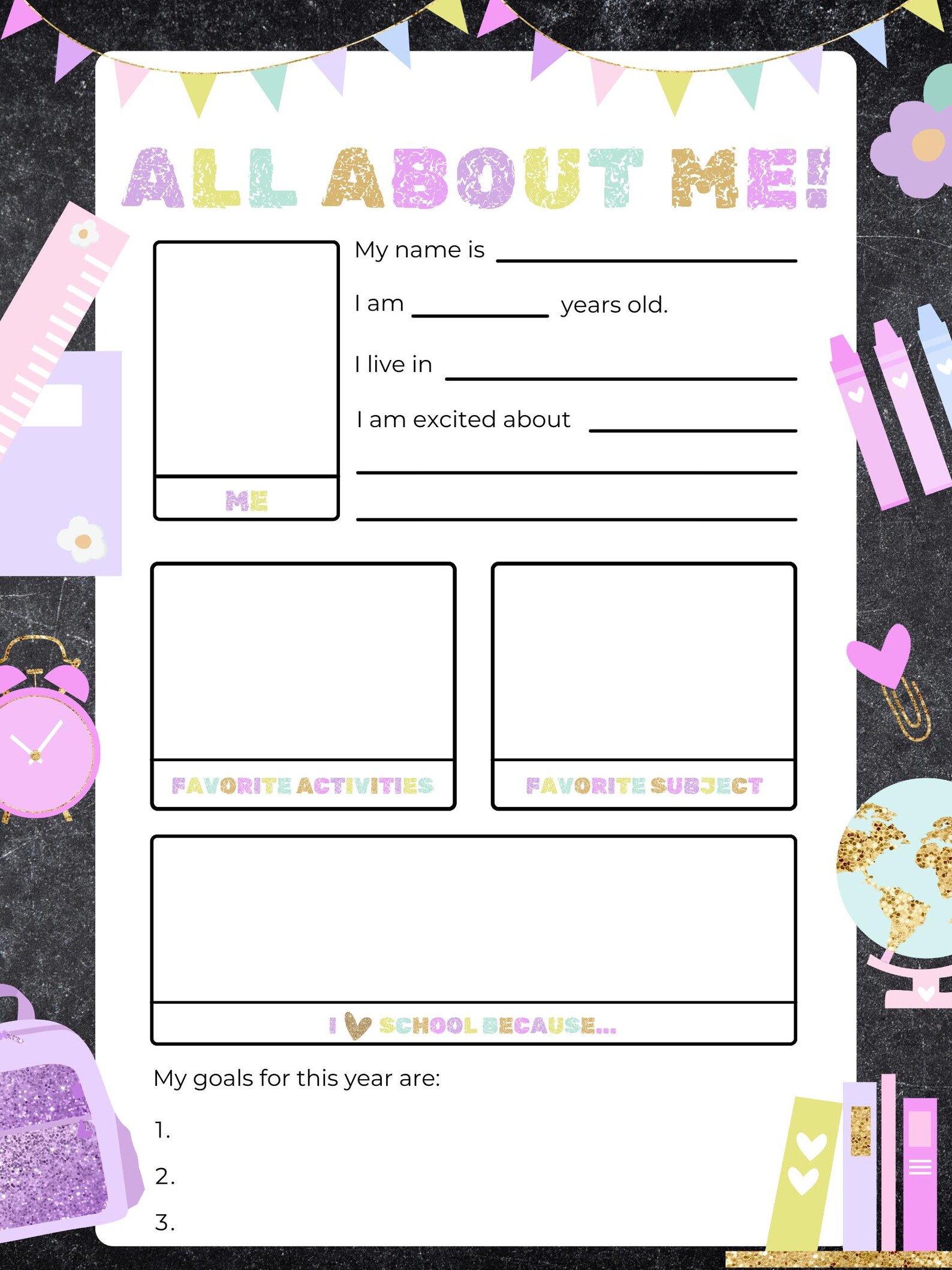 First Day of School Printables All About Me Interviews for First Day of ...