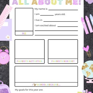 First Day of School Printables All About Me Interviews for First Day of ...