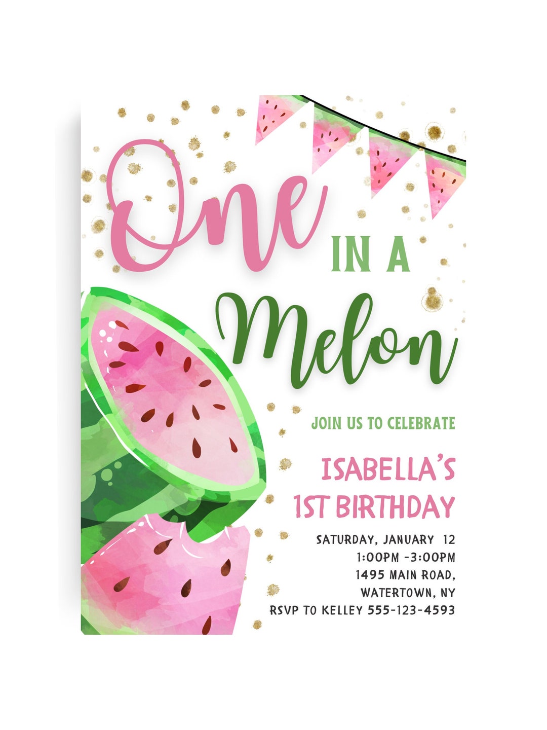 Editable Watermelon Party Invitation, Girl Watermelon, Watermelon Party ...