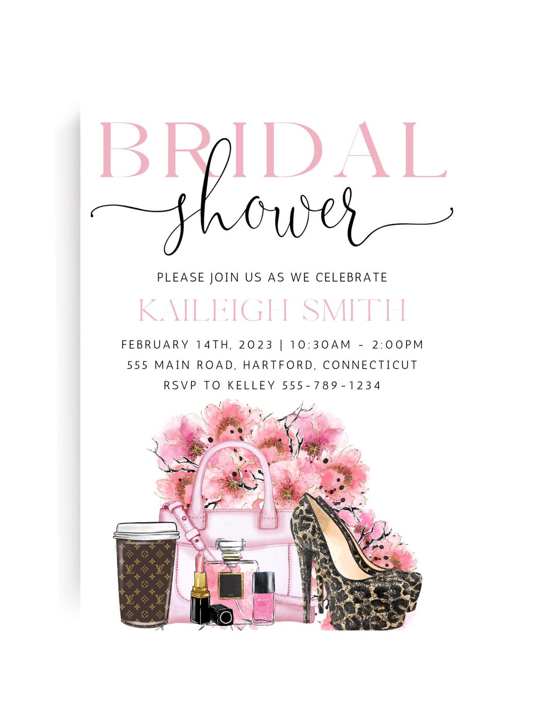 Glam Bridal Shower Invitation, Perfume, Shopping, Fashion Bridal Shower ...