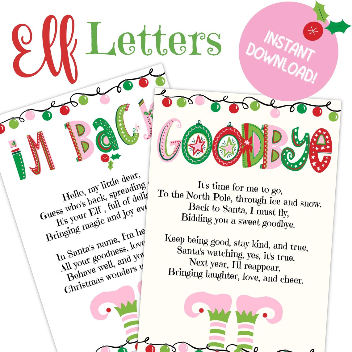 Elf Arrival and Goodbye Letter, Elf I'm Back Christmas Letter, Elf ...