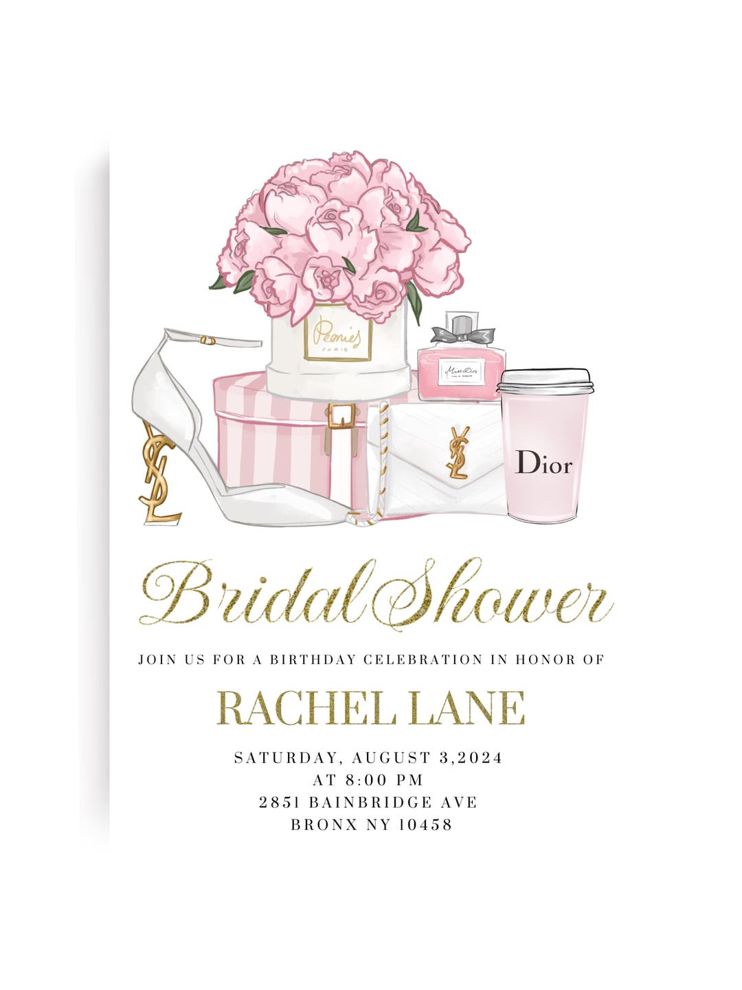 Glam Bridal Shower Invitation, Perfume, Shopping, Fashion Bridal Shower ...