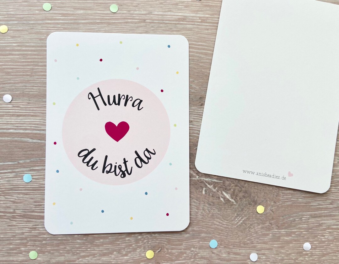 Birth Card Hurray You Are Here Girl Pink Birth Greeting - Etsy