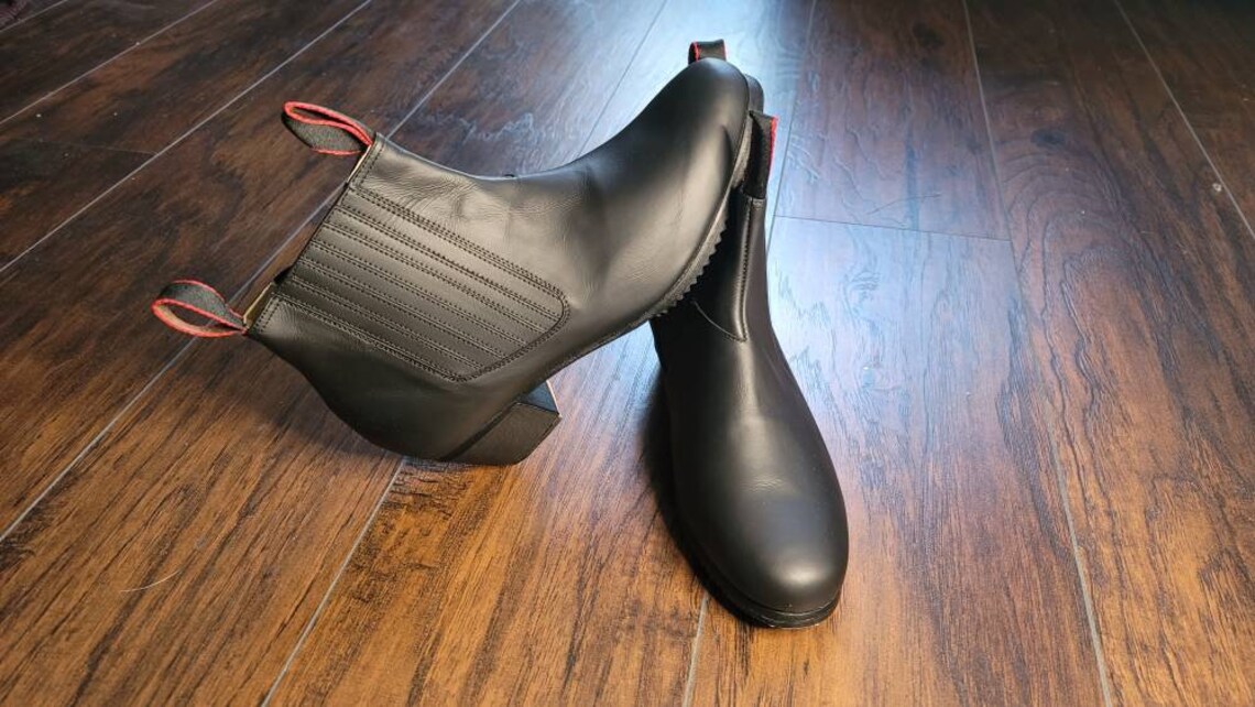 Black Leather Classic Charro Folklorico Dance Boots Botin De Baile ...