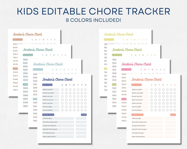 Kids Printable Chore Chart for Learning Responsibility Through Reward ...