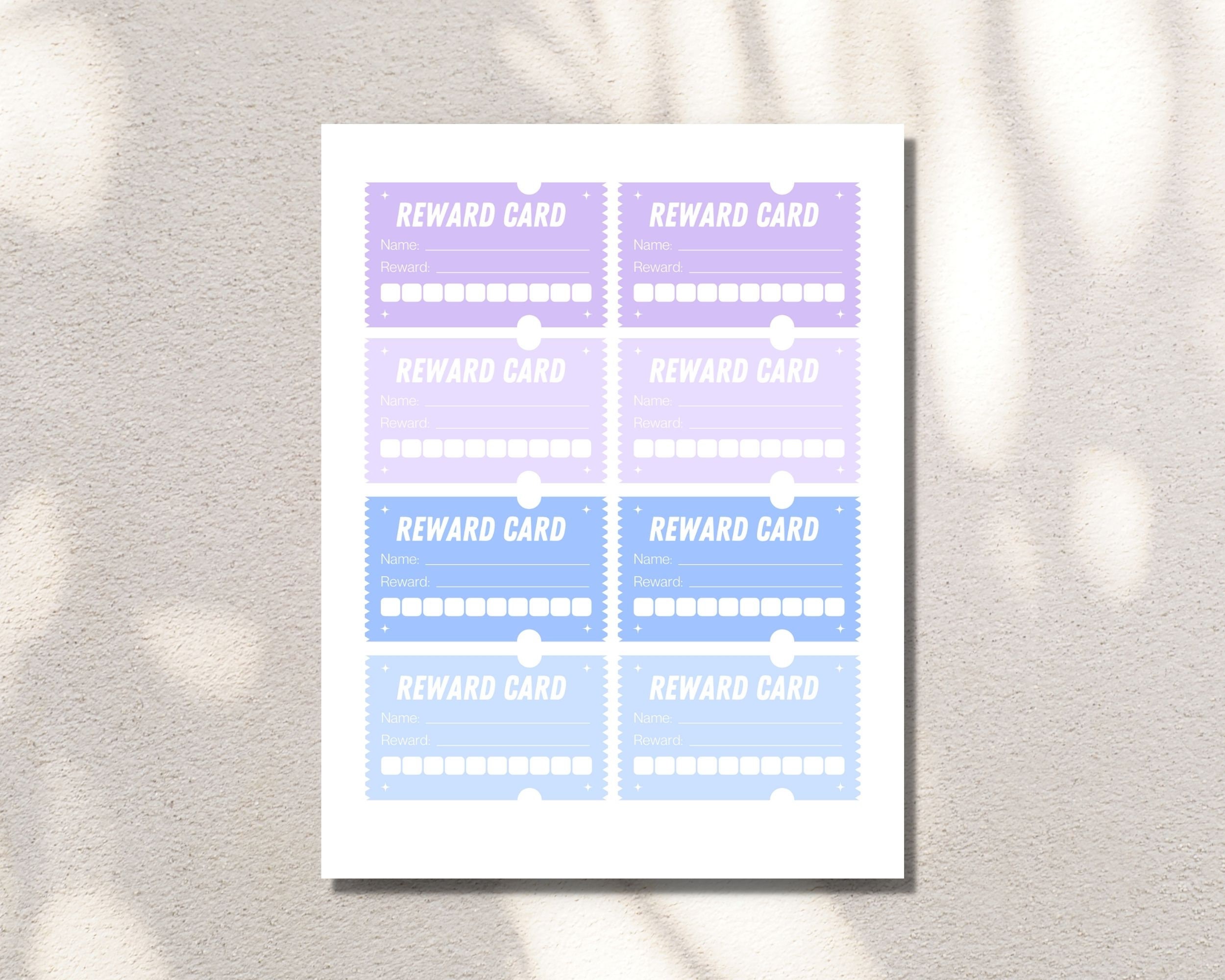 Kids Printable Reward Card Coupon for Chores - Etsy
