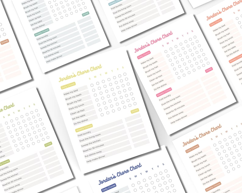 Kids Printable Chore Chart for Learning Responsibility Through Reward ...