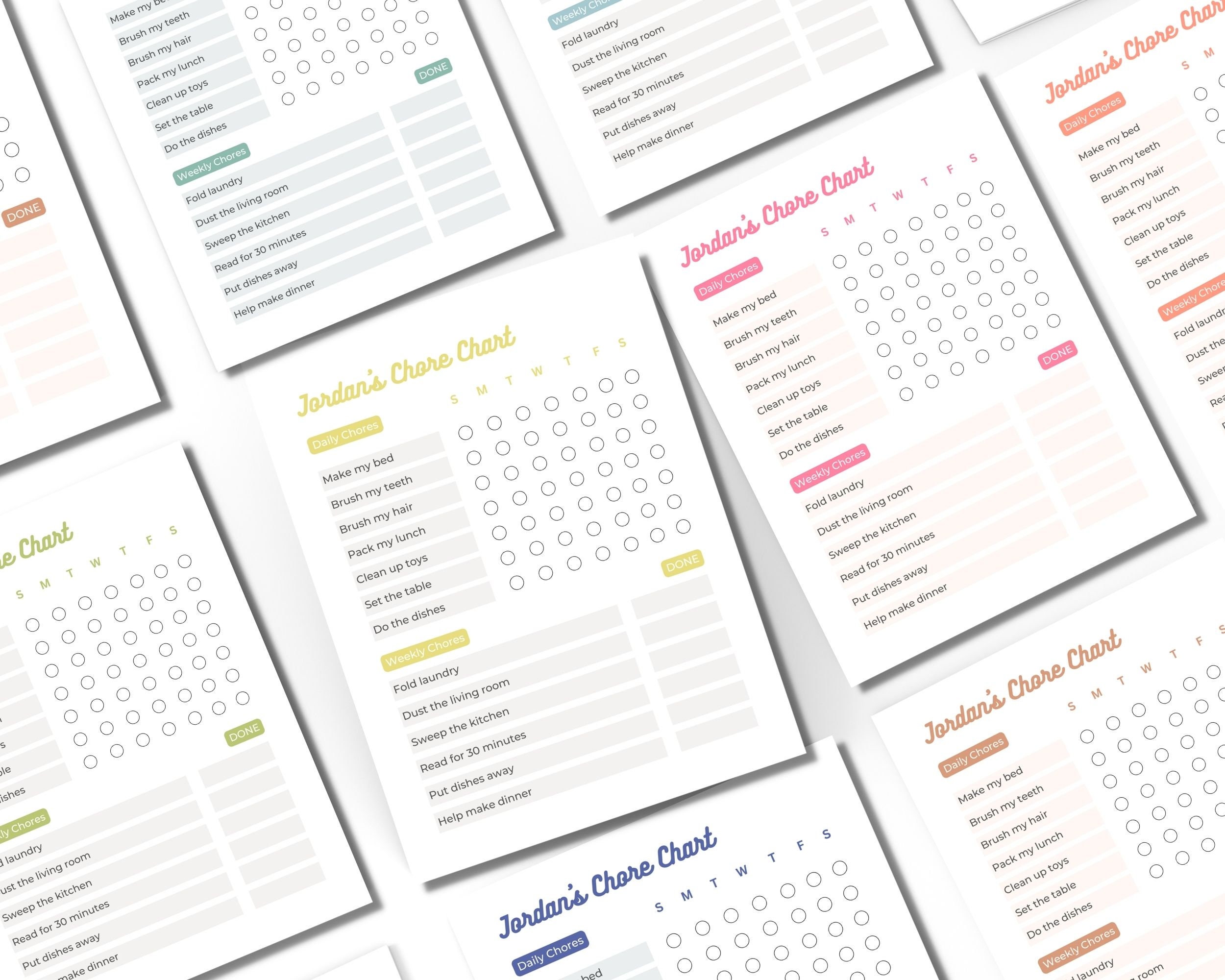 Kids Printable Chore Chart for Learning Responsibility Through Reward 8 ...