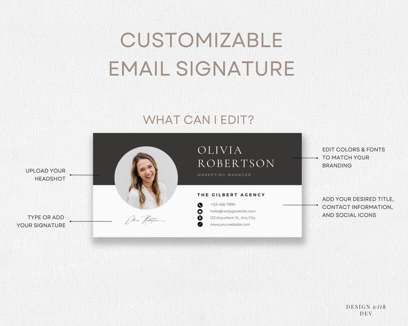 Editable Professional Email Signature Template for Gmail and Outlook ...