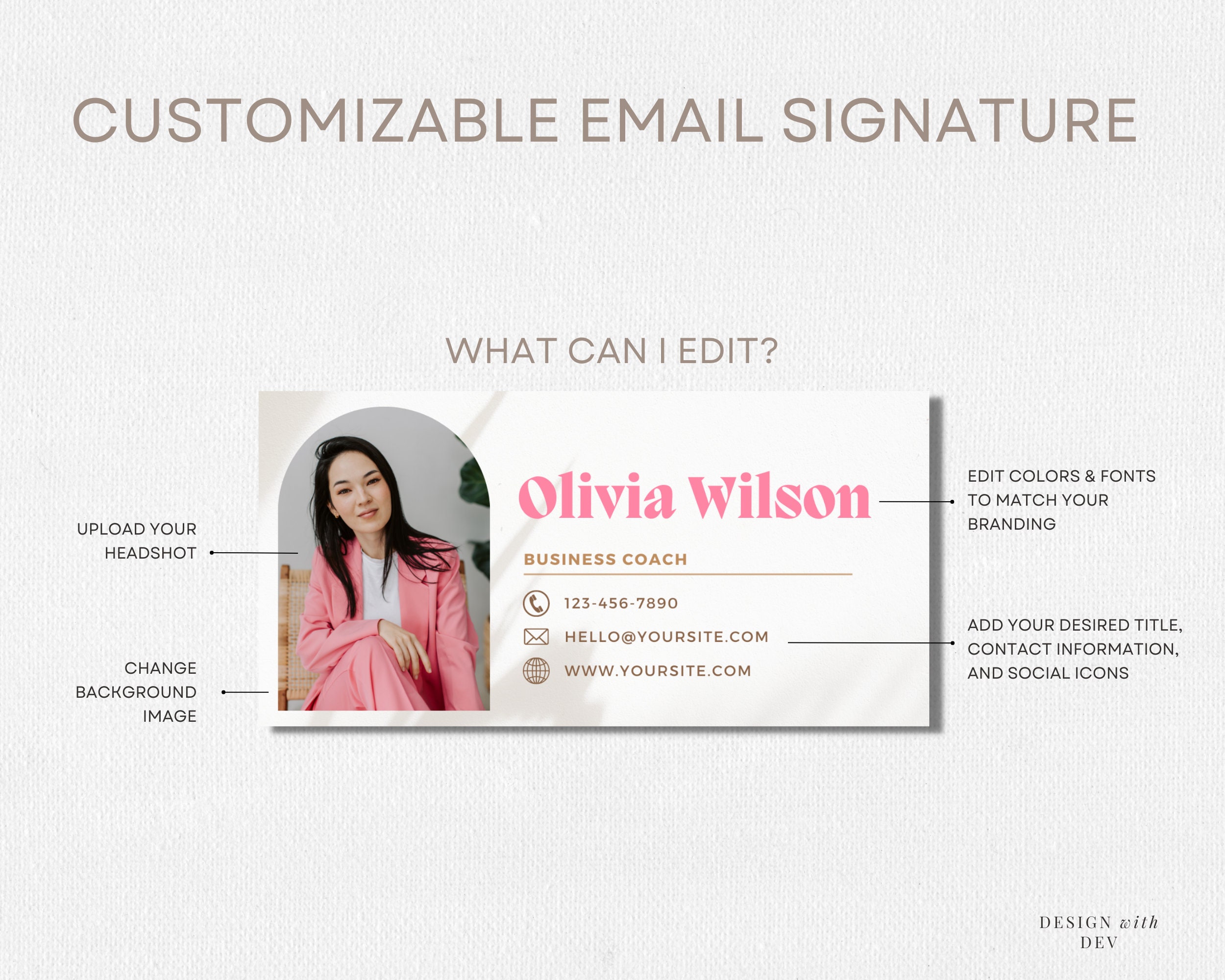 Editable Email Signature Templates for Gmail and Outlook, Canva Instant ...
