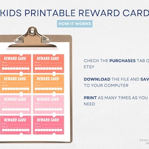 Kids Printable Reward Card Coupon for Chores - Etsy