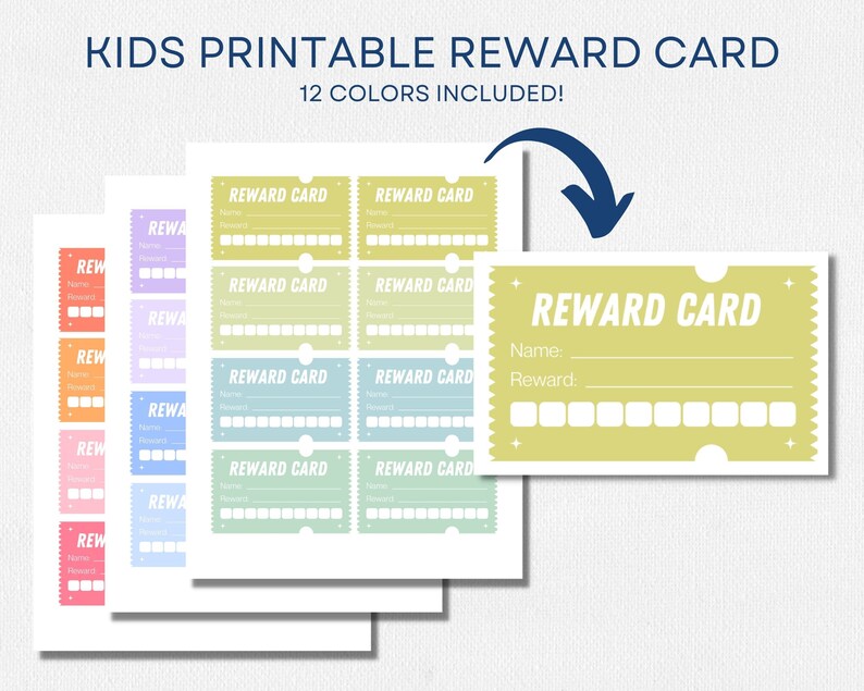 Kids Printable Reward Card Coupon for Chores - Etsy