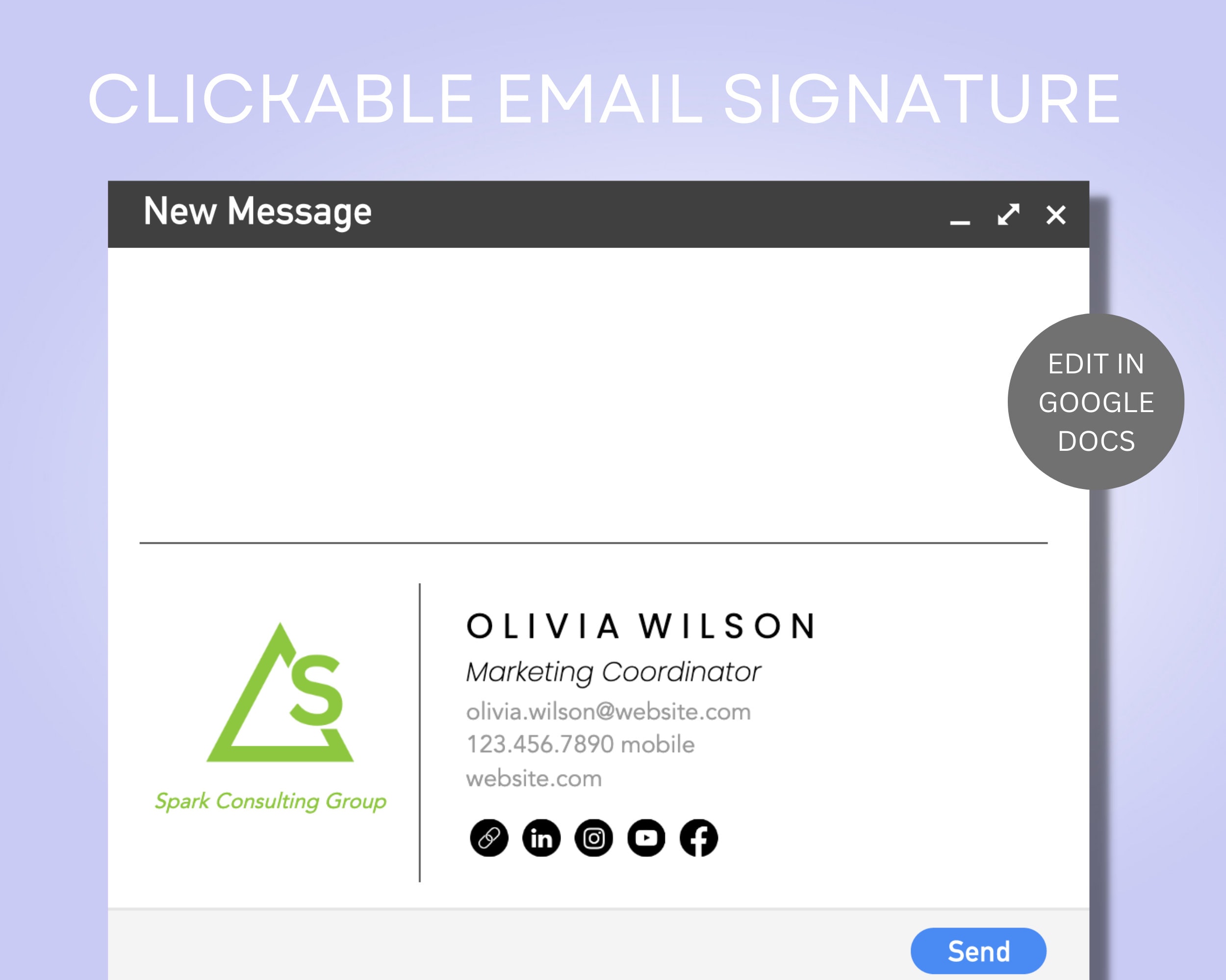 Clickable Professional Email Signature Template for Gmail and Outlook ...