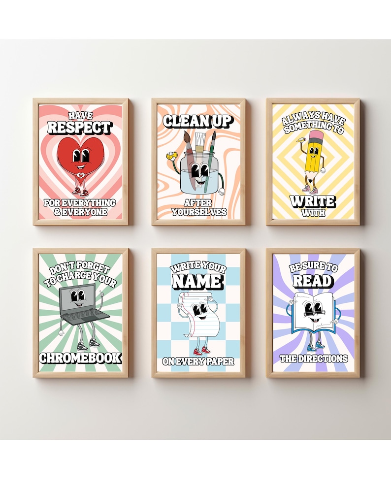 Class Rules - Retro Classroom Poster Art Prints - Etsy